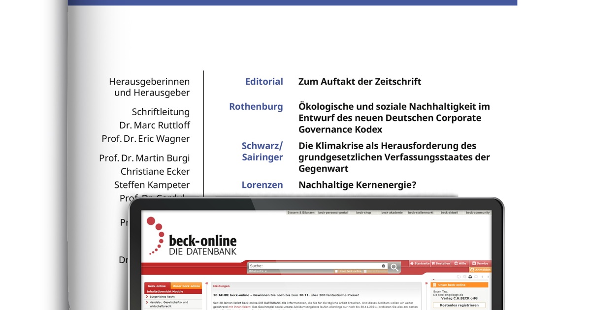 ESG – Rechtszeitschrift für nachhaltige Unternehmensführung